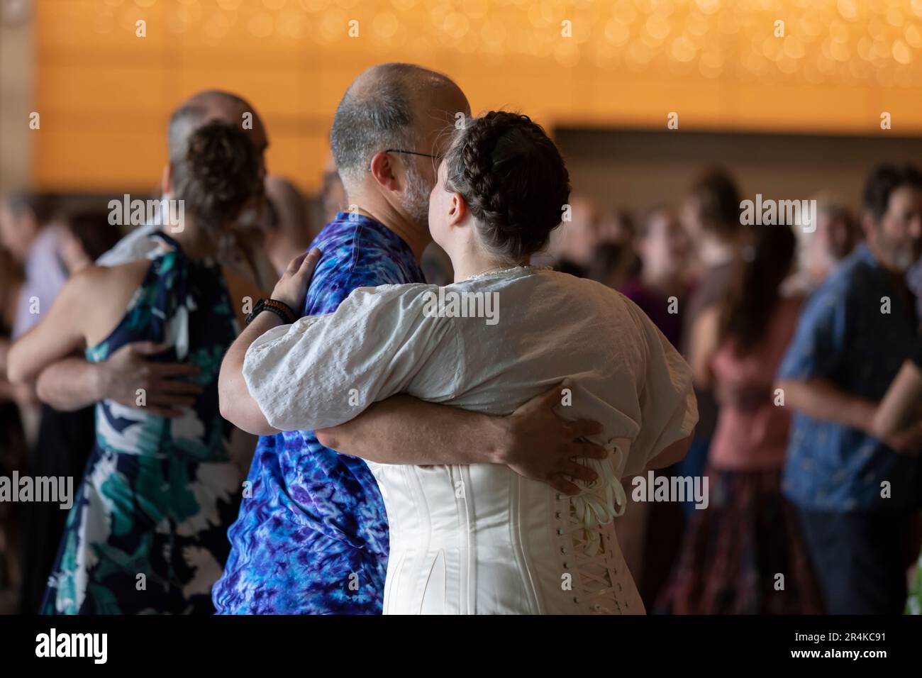 Seattle, Washington, USA. 28th May, 2023. Visitors enjoy a contra dance ...