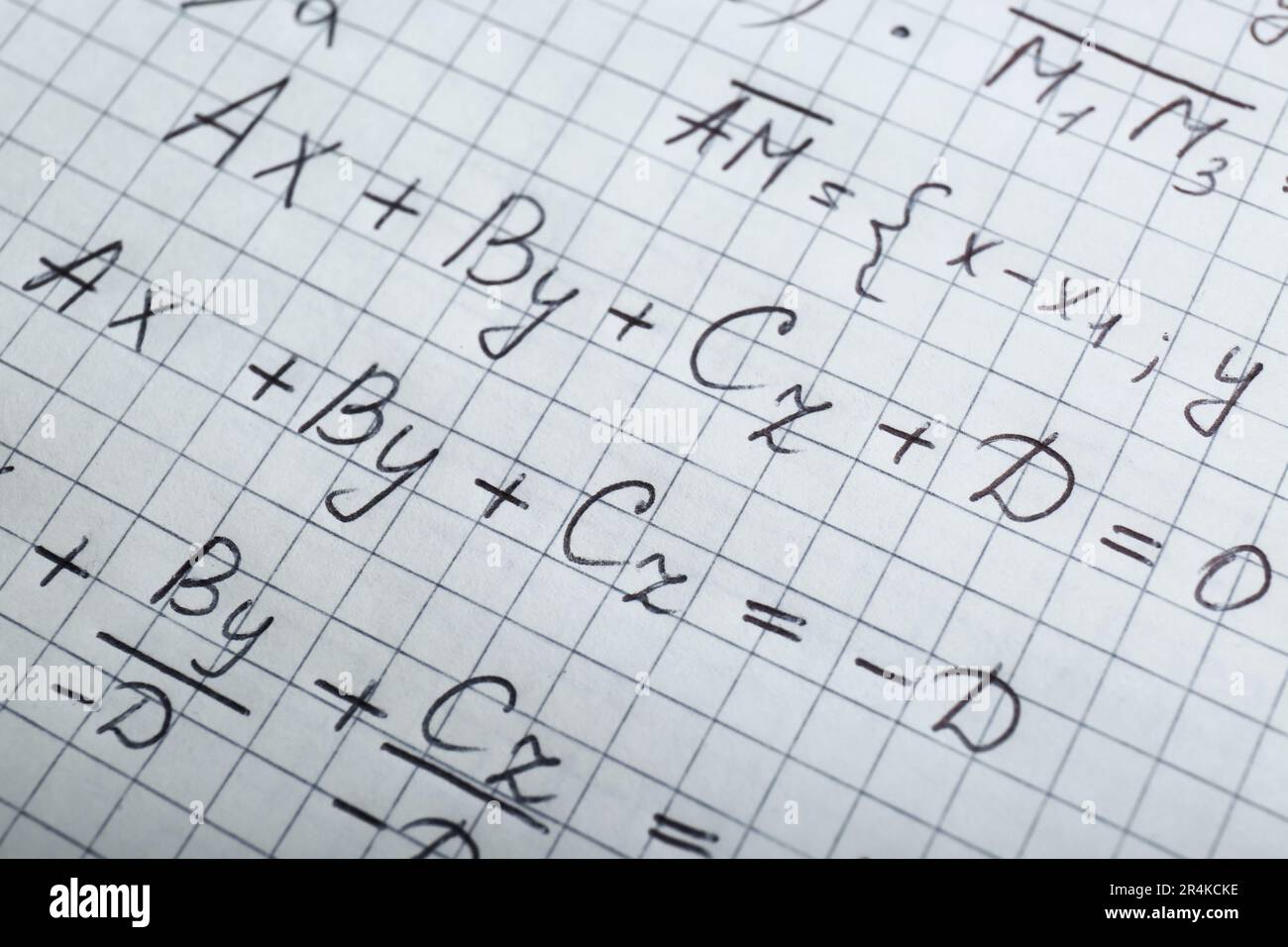 Sheet of paper with different mathematical formulas, closeup Stock ...