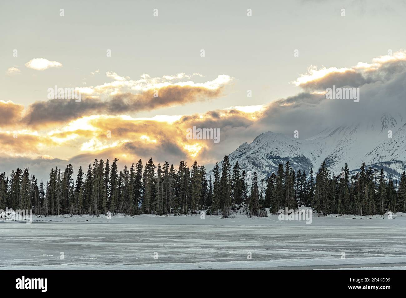 Landscape view of sunset in the mountains of northern British Columbia ...