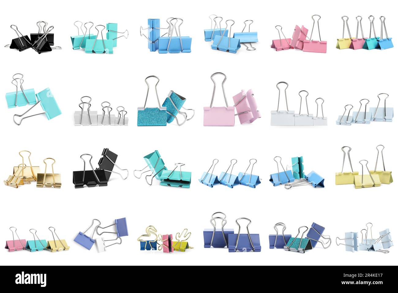 Set with different binder clips on white background Stock Photo - Alamy