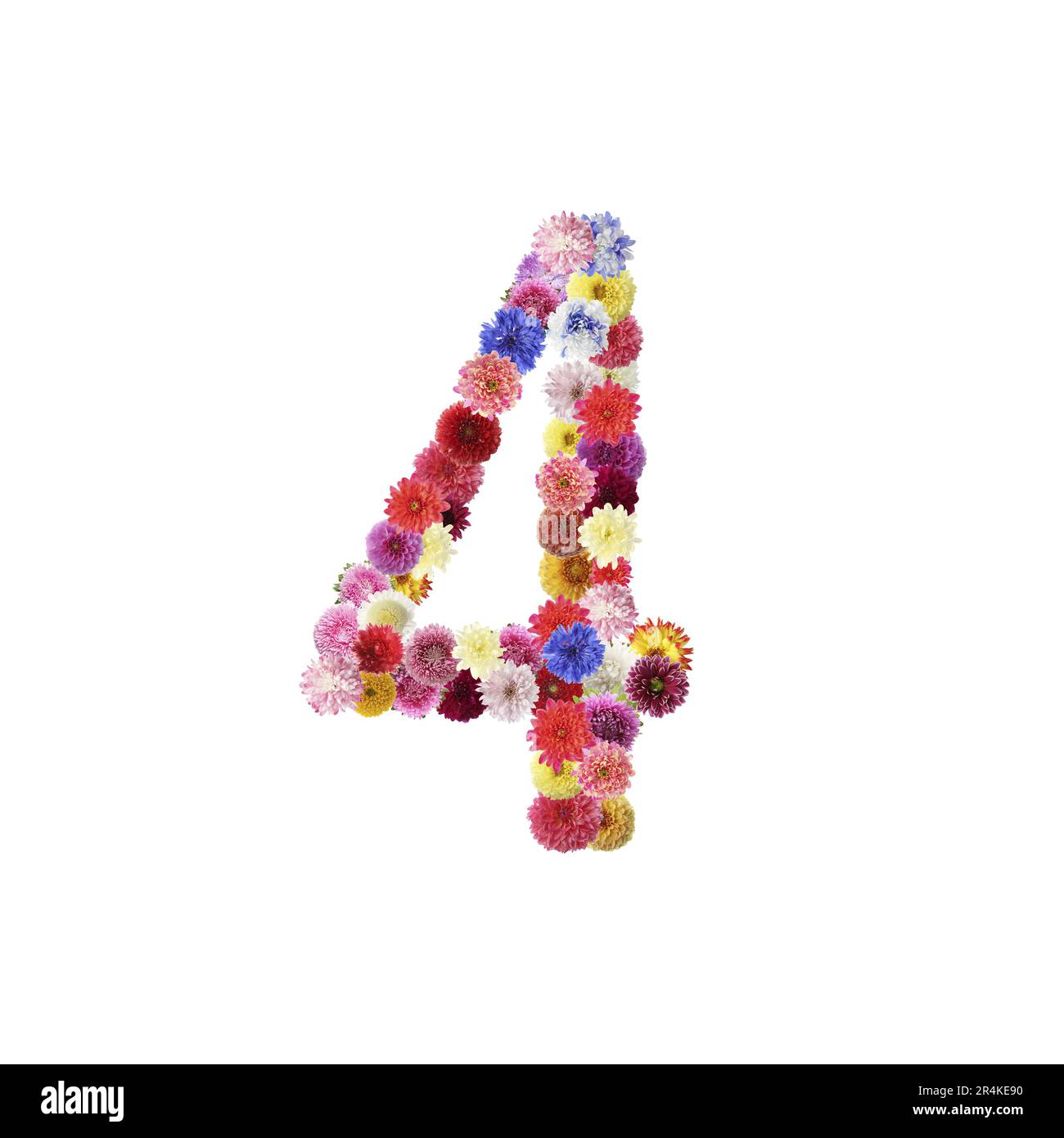 Number 4 made of beautiful flowers on white background Stock Photo - Alamy