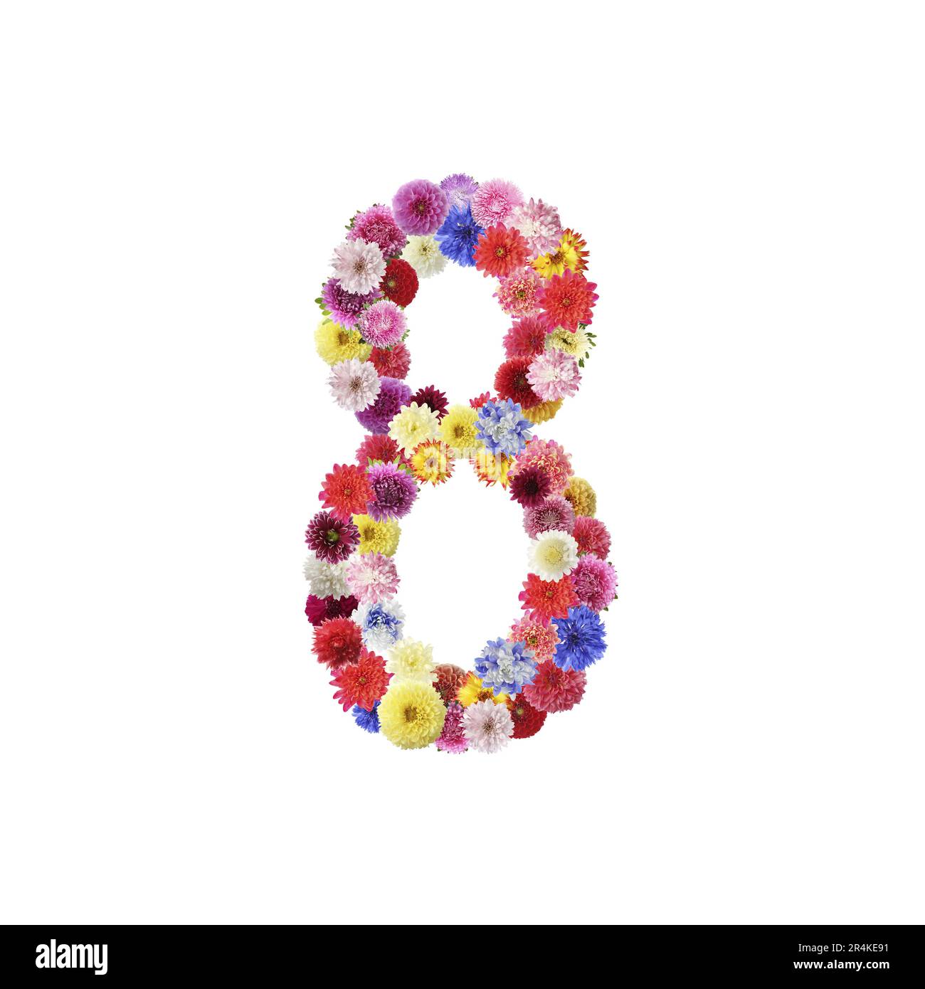 Number 8 made of beautiful flowers on white background Stock Photo - Alamy