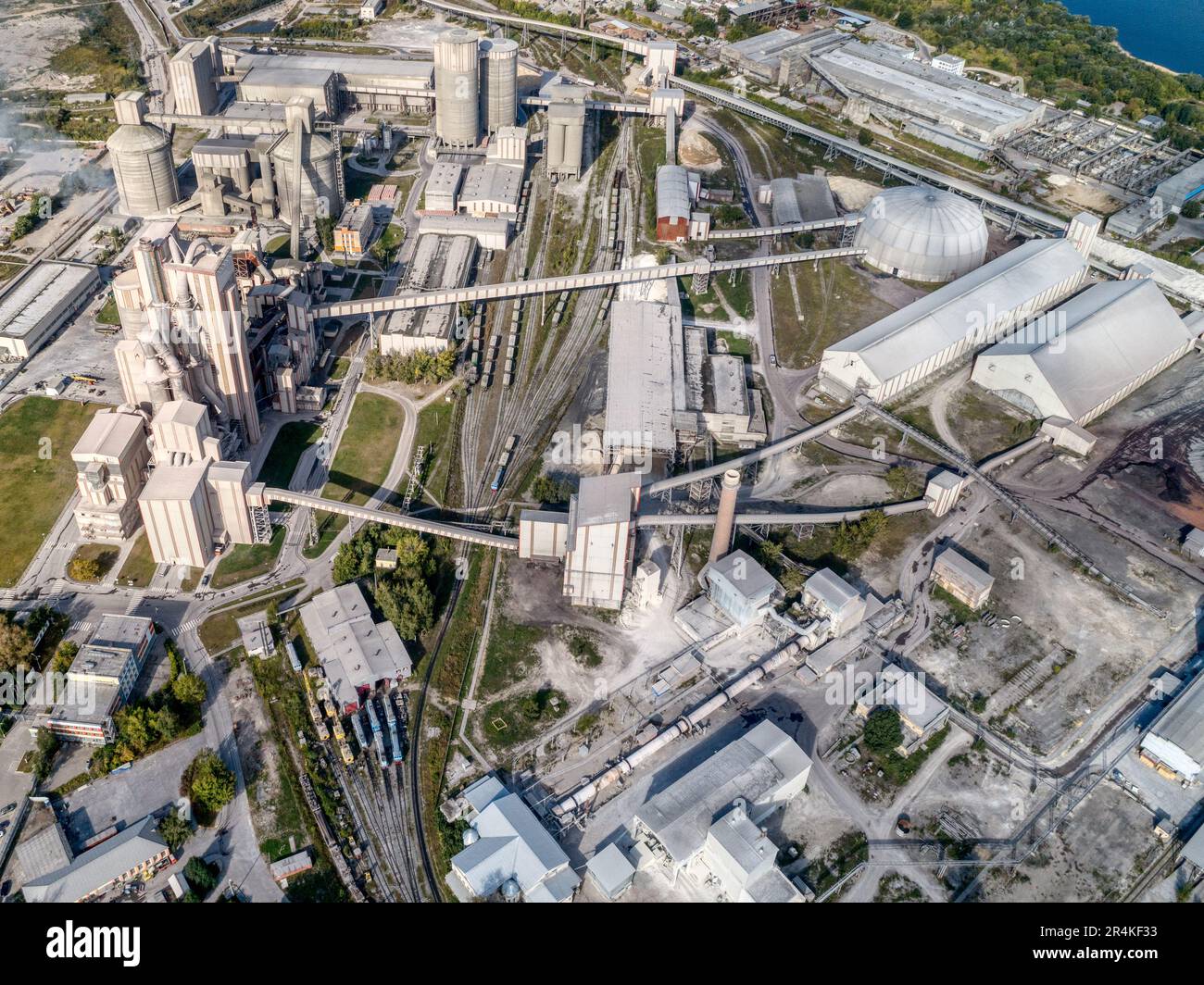 Modern cement plant at producing cement and lime process Stock Photo ...