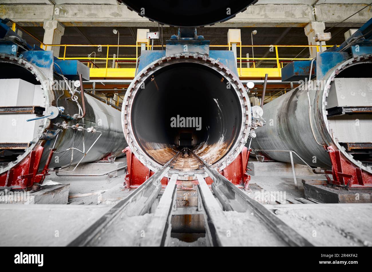 Open autoclave for foam concrete blocks hardening at factory Stock ...