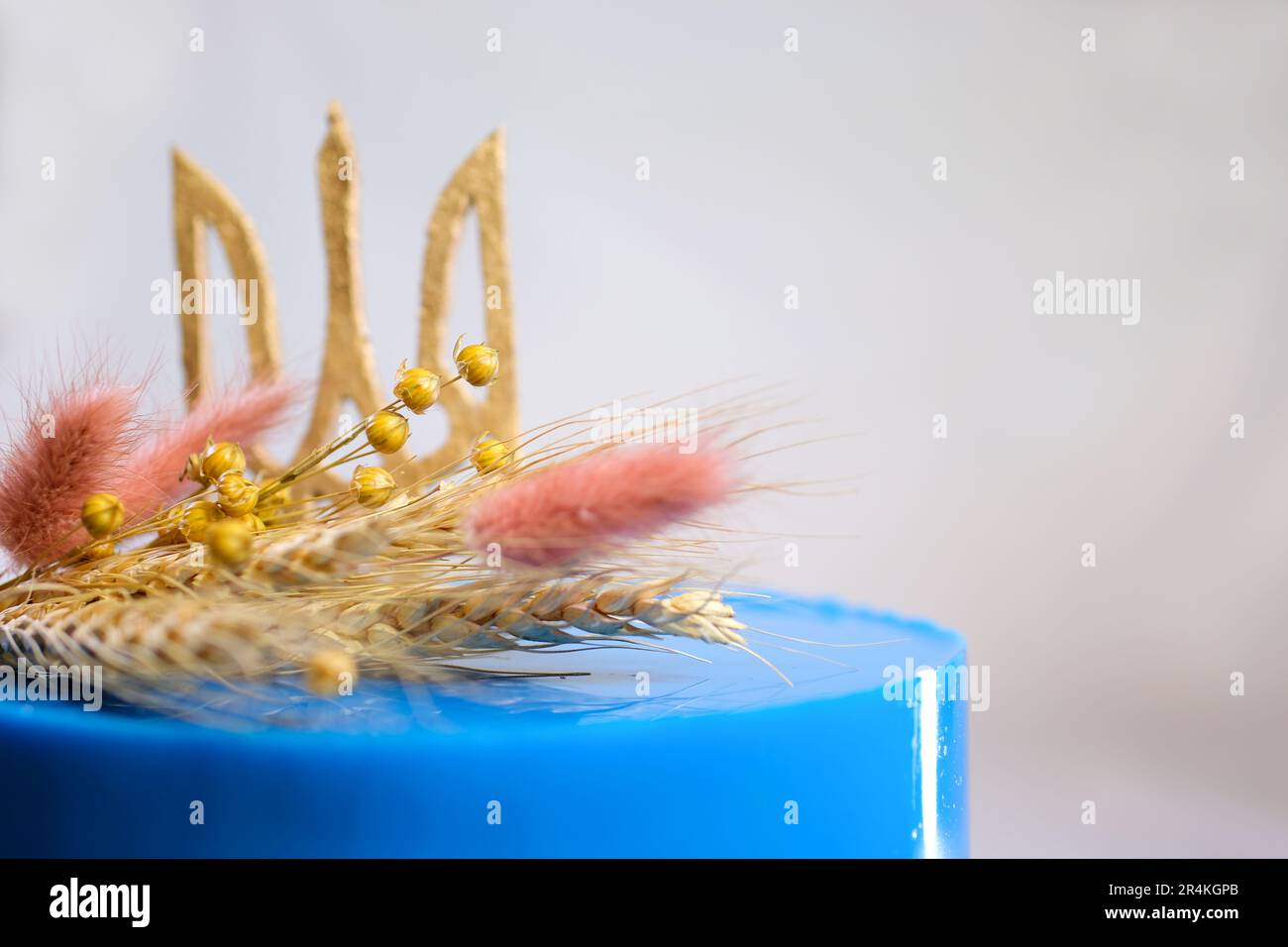cake in form of Ukrainian flag yellow and blue layer process of making ...
