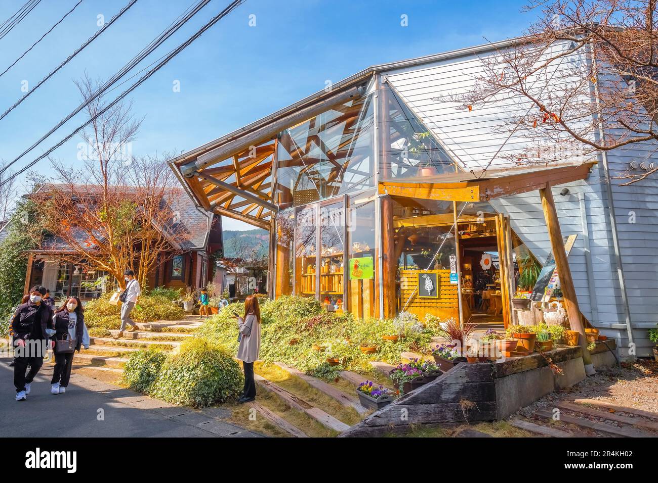 Yufuin, Japan - Nov 27 2022: Yufuin is a popular hot spring resort, it ...