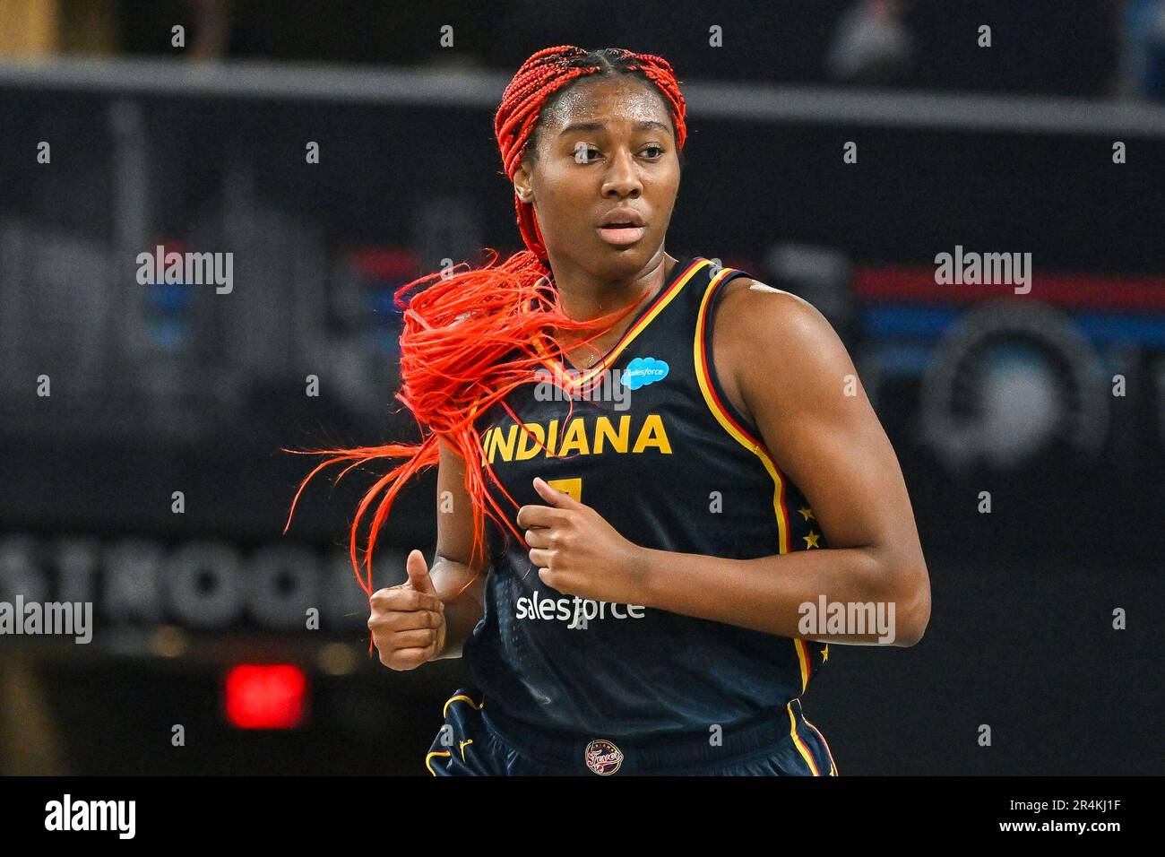 COLLEGE PARK, GA – MAY 28: Indiana forward Aliyah Boston (7) moves up ...