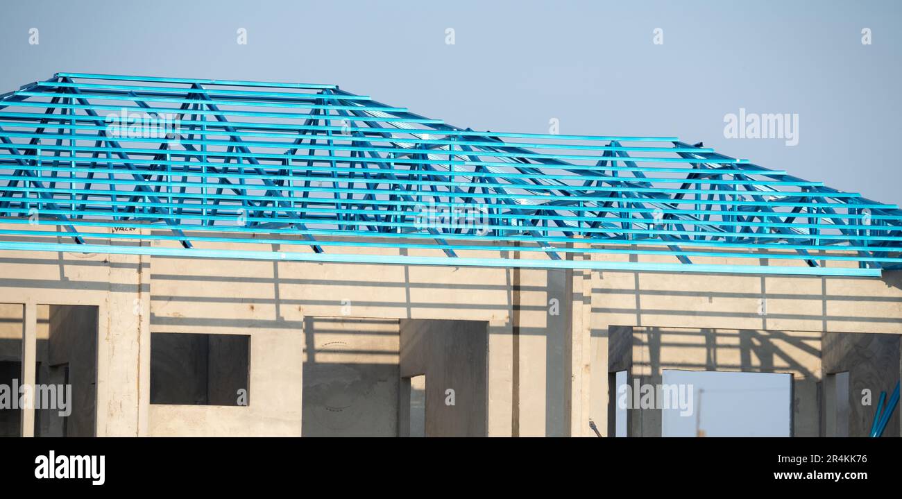 New home construction site. Construction project. Housing project ...