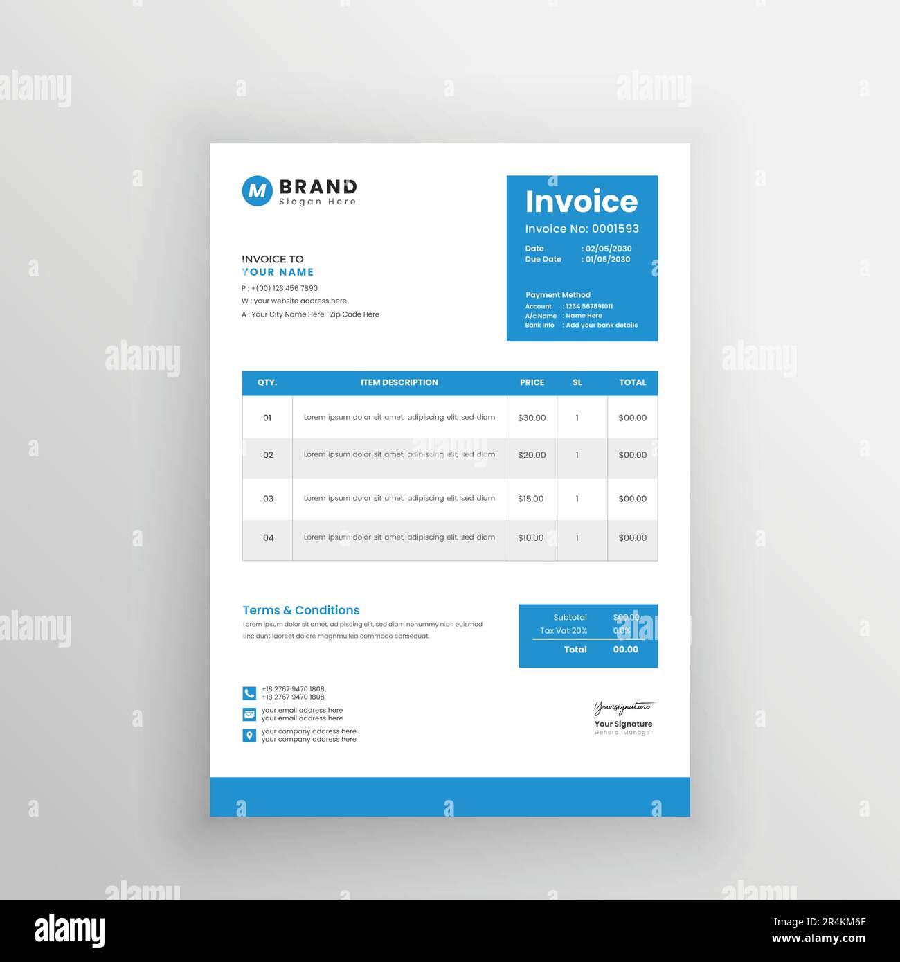 miniamal invoice template and a4 invoice design with vector art Stock Vector Image & Art - Alamy