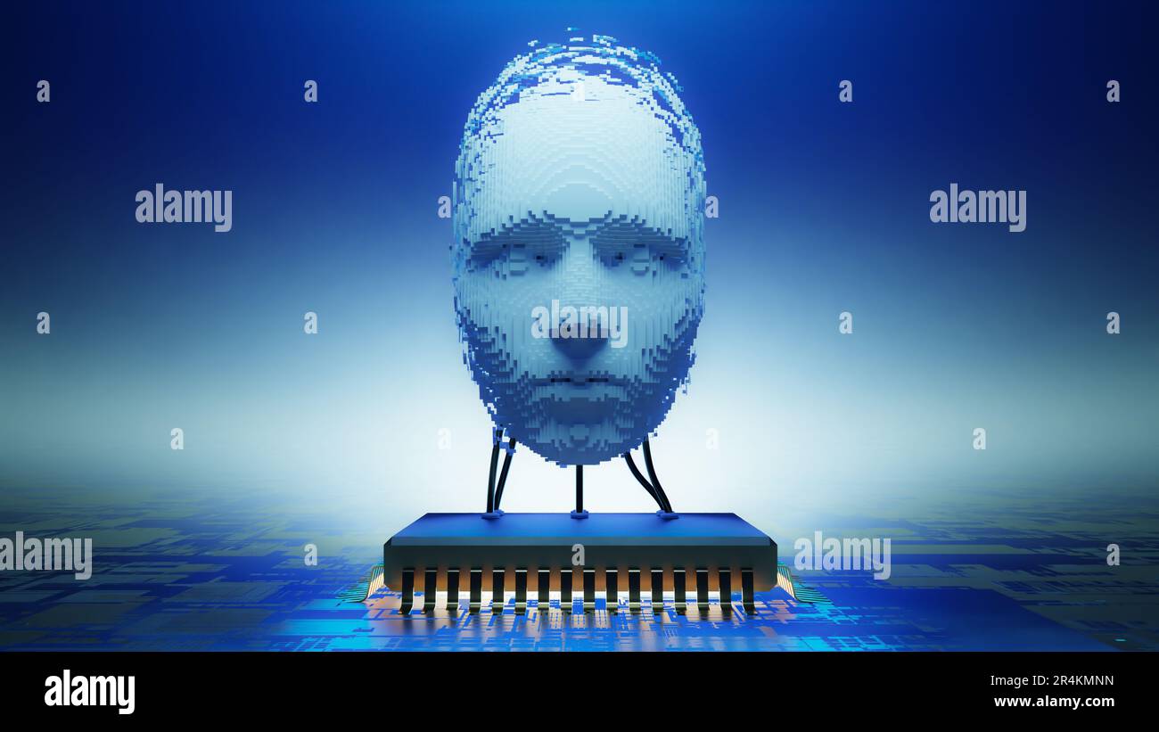 Conceptual image of an artificial intelligence with a digitized human ...