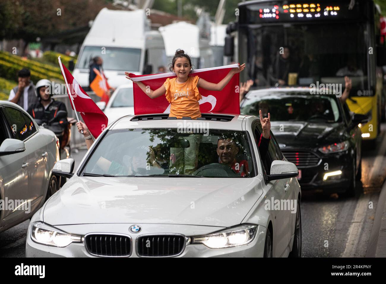 Istanbul, Turkey. 28th May, 2023. A supporter of President Recep Tayyip ...