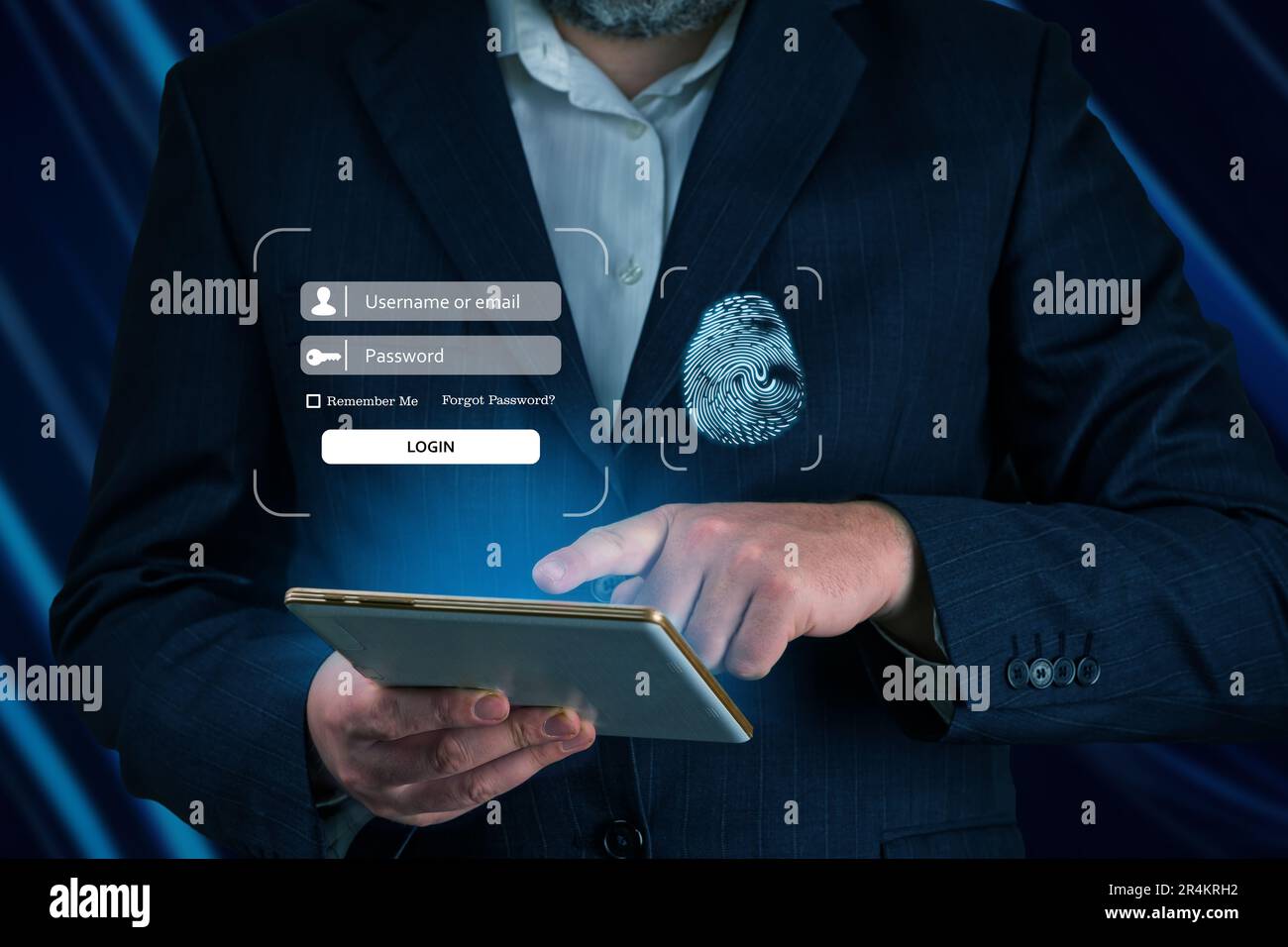 login landing page concept. User typing login and password. Hand man ...
