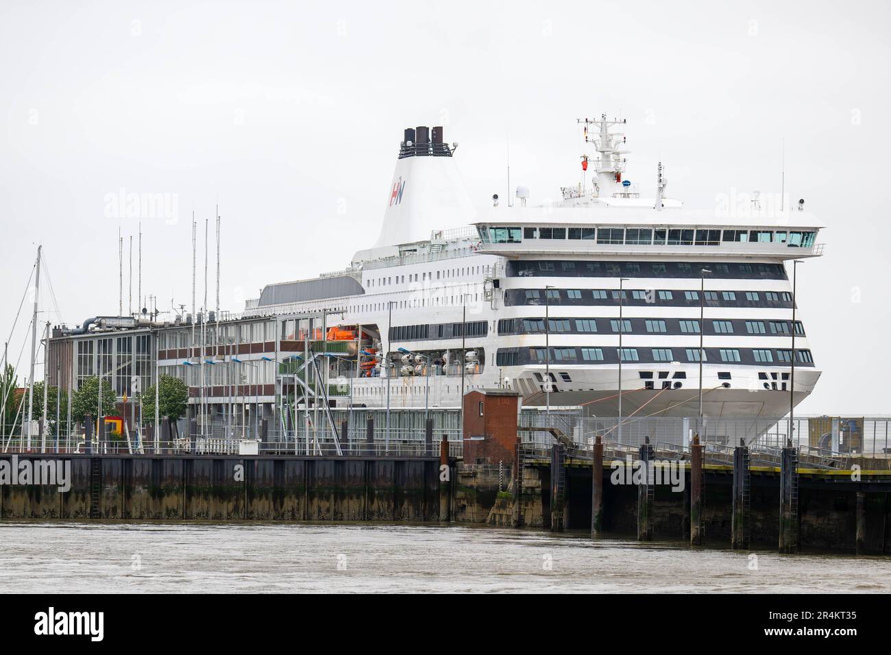 Cuxhaven, Germany. 24th May, 2023. The ship "Romantika" lies at the ...
