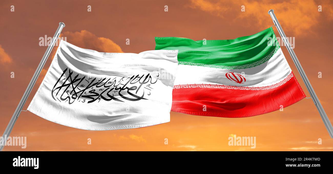 Taliban vs Iran flags Iran and Taliban conflict. Afghanistan and Iran ...