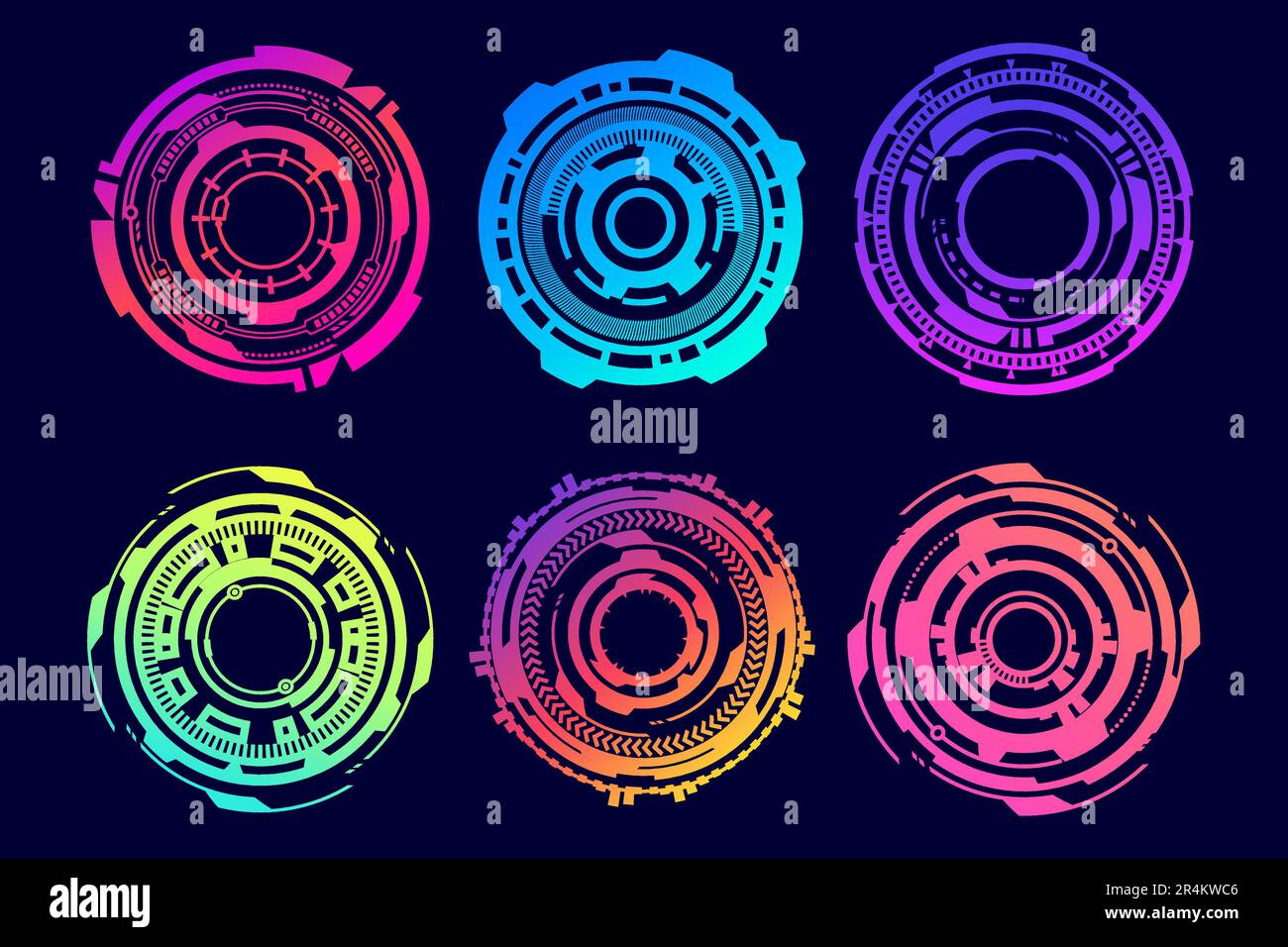 HUD futuristic elements. Abstract optical neon aim. Circle geometric ...