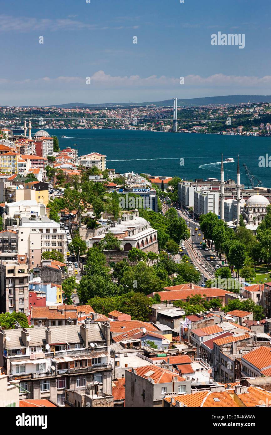 Bosphorus strait and cityscape, from Galata tower(kulesi), european ...