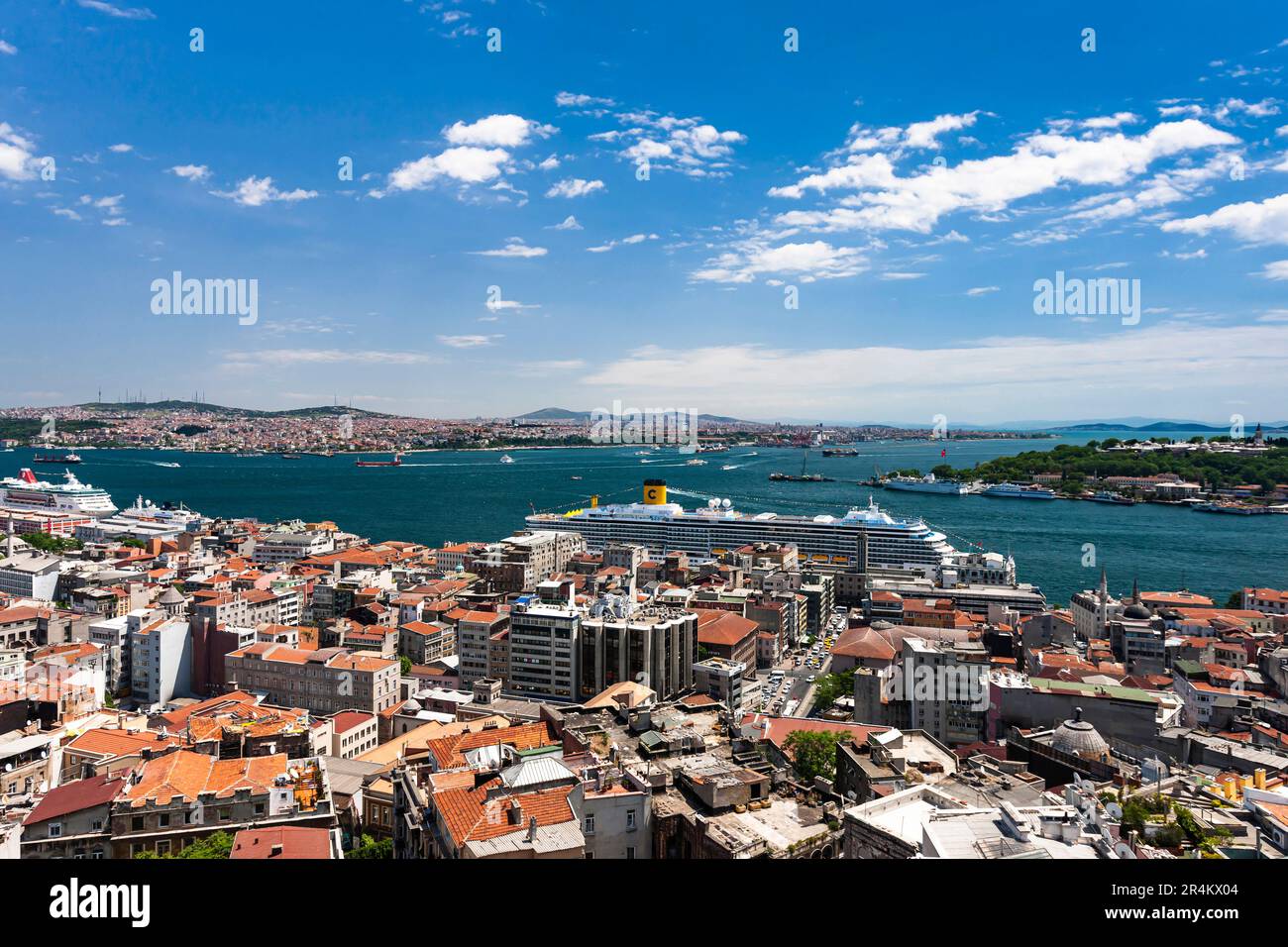 Bosphorus strait and cityscape, from Galata tower(kulesi), european ...