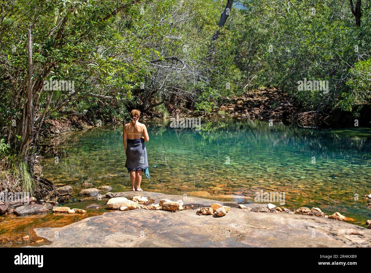 Woman at the Blue Lagoons on Hinchinbrook Island Stock Photo - Alamy