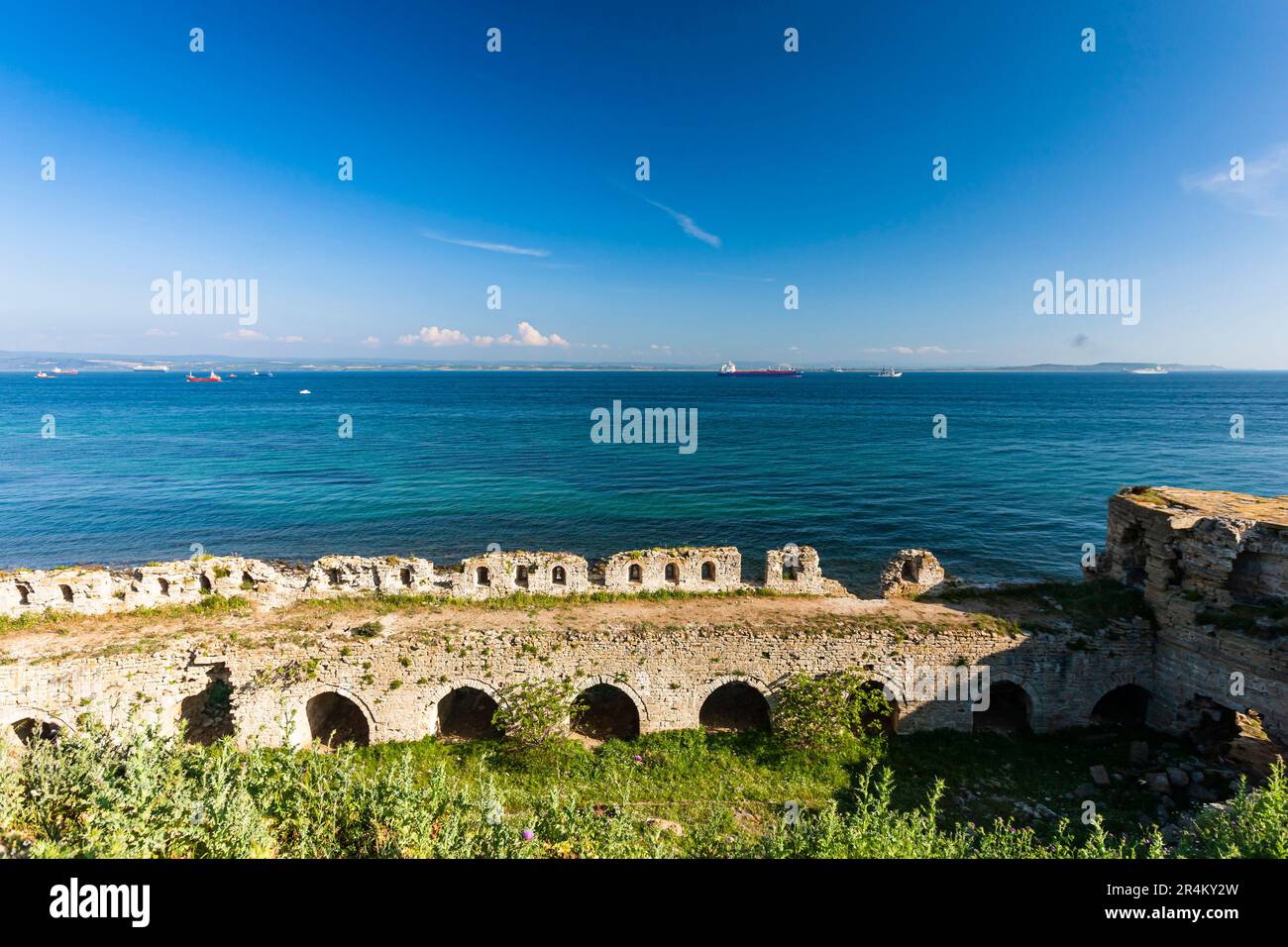 Seddulbahir(Sedd el Bahr) fortress, ancient rampart, Tip of Gelibolu ...