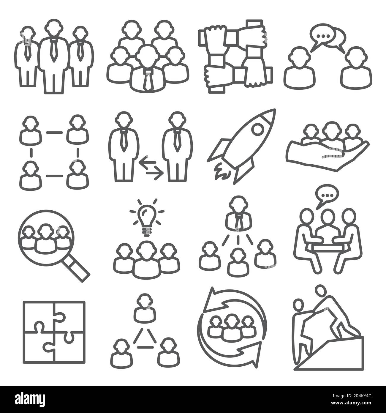 Teamwork line icons set on white background Stock Vector Image & Art ...