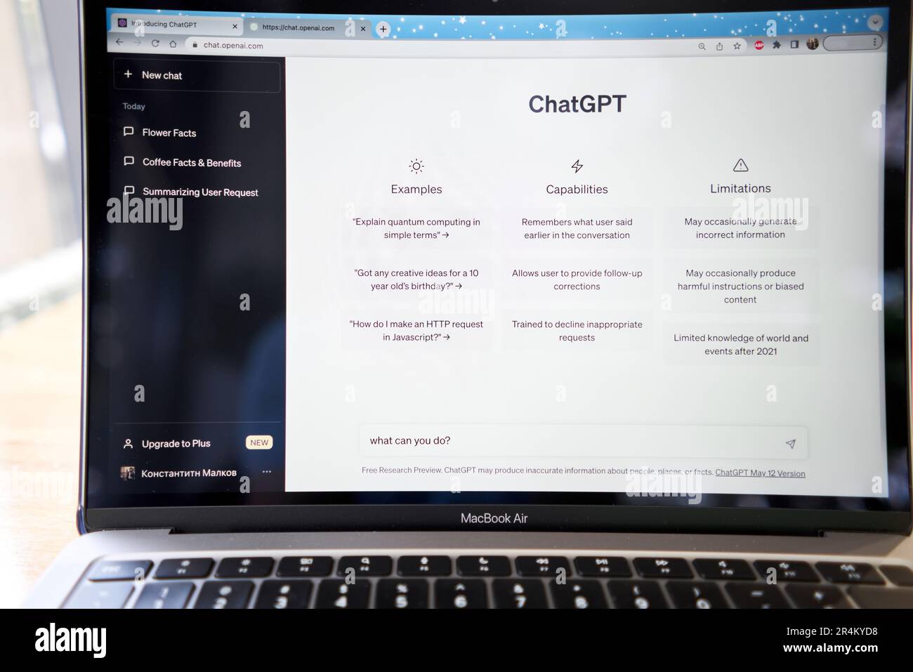 Spain, Barcelona - March 20 2023: ChatGPT chat bot screen seen on ...