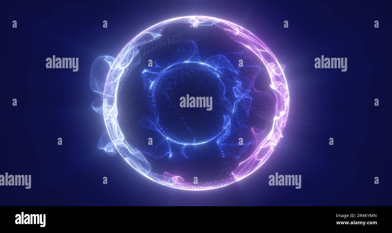 Abstract blue energy particle sphere glowing electric magical ...