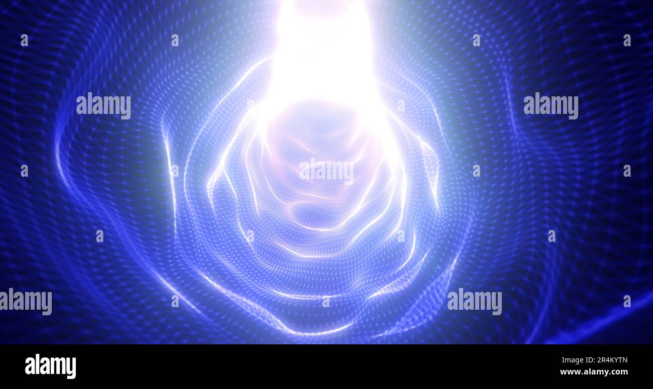 Abstract blue energy tunnel futuristic of hi-tech mesh and glowing ...