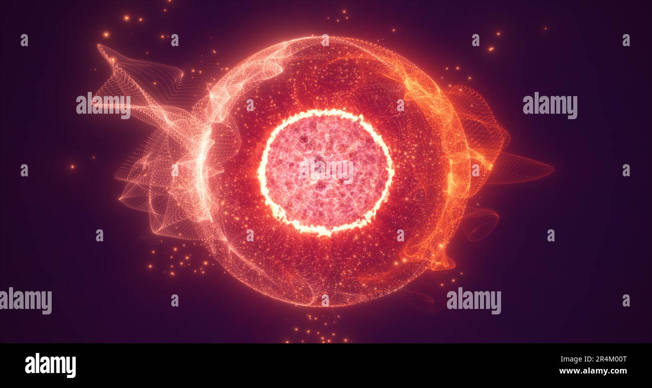 Abstract red orange round sphere energy molecule from futuristic high ...