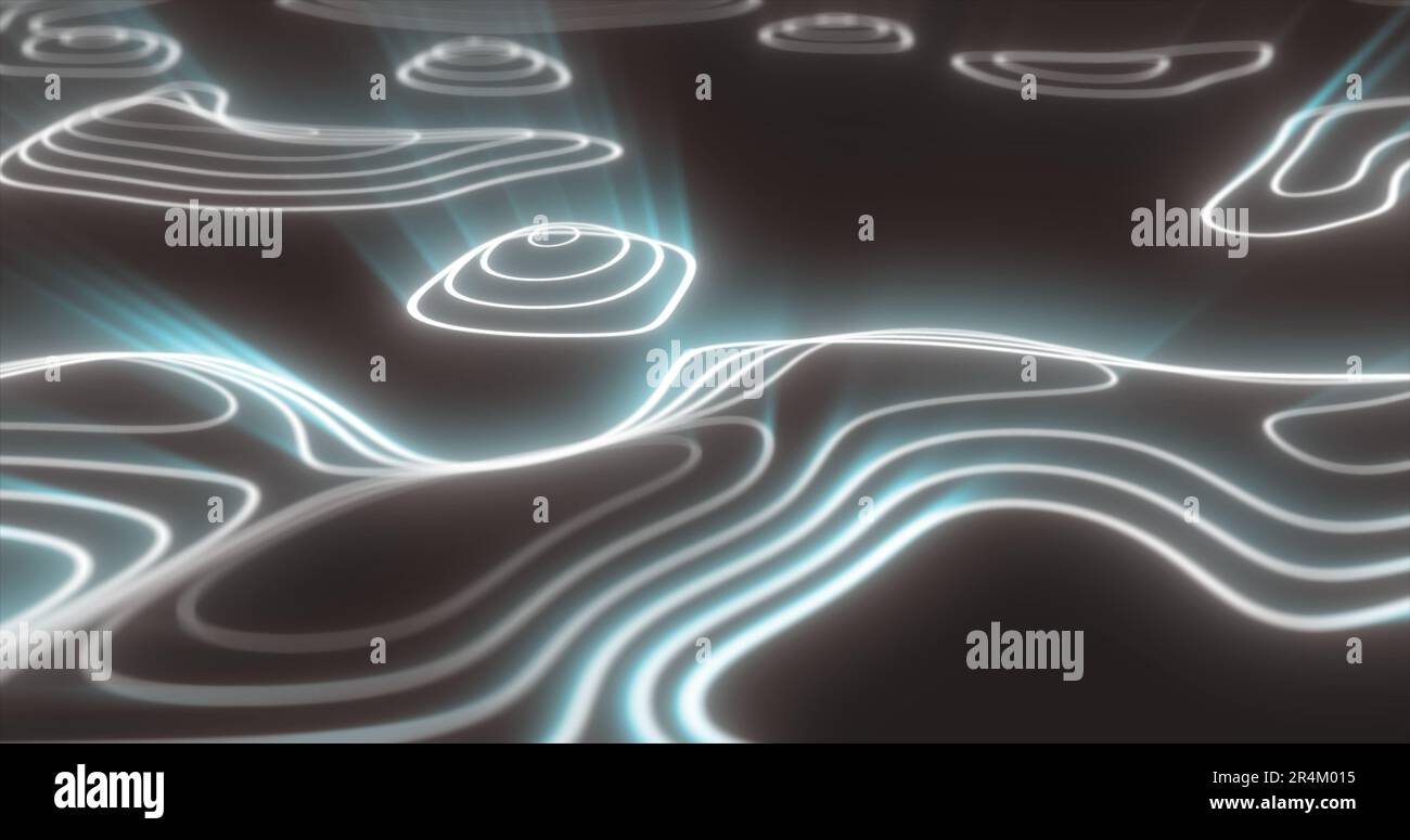 Abstract futuristic hi-tech landscape with mountains and canyons from ...