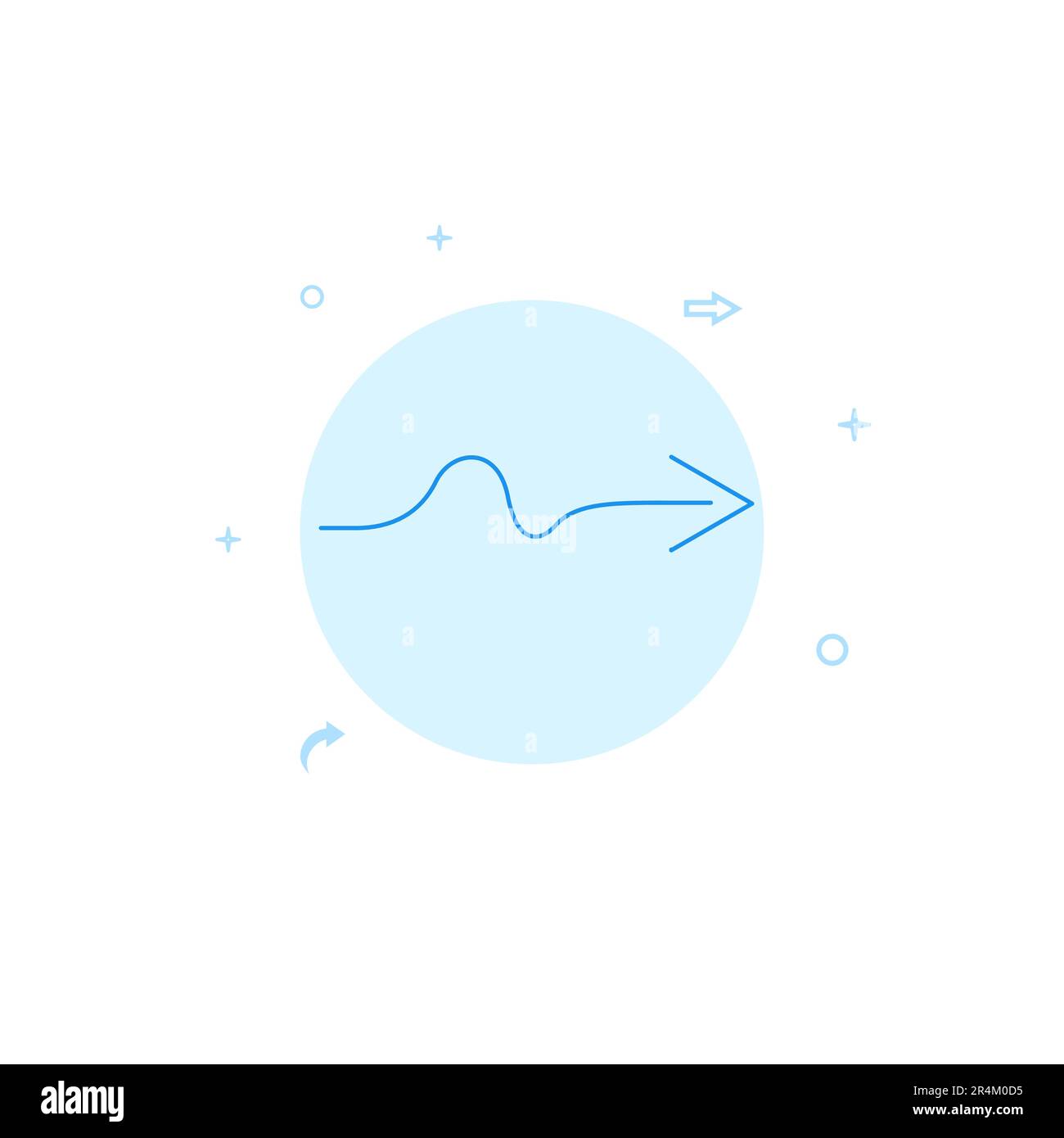 Squiggly waved winding arrow vector icon. Flat illustration. Filled ...
