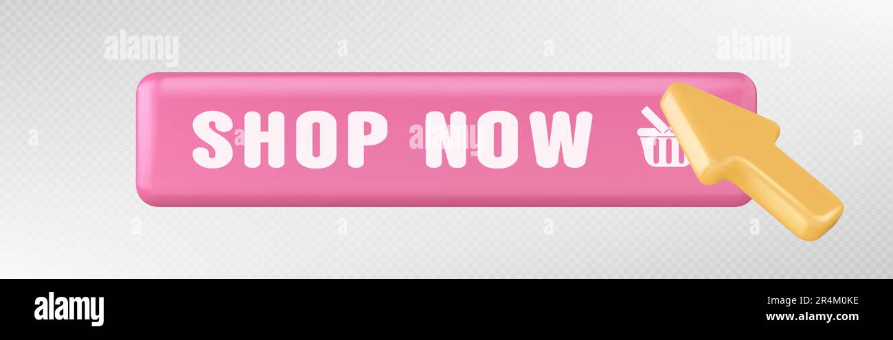 3d click on shop now button in online shop. Web banner for buy and ...