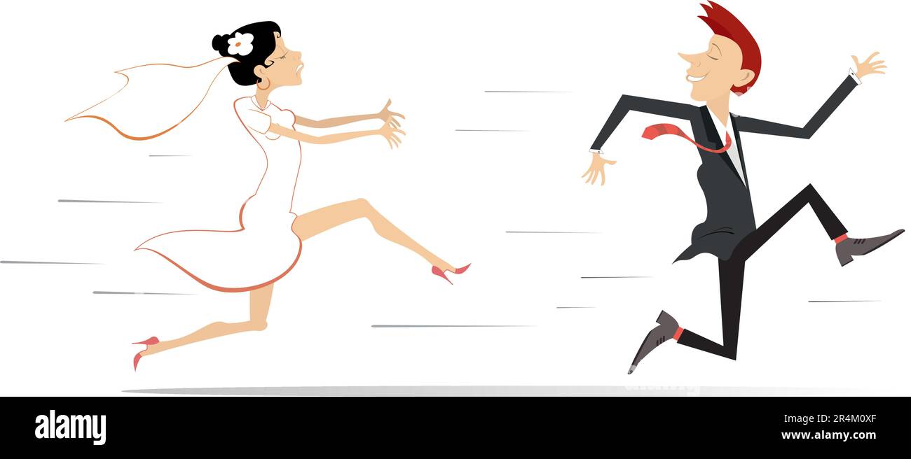 Young wedding couple running Stock Vector Images - Alamy