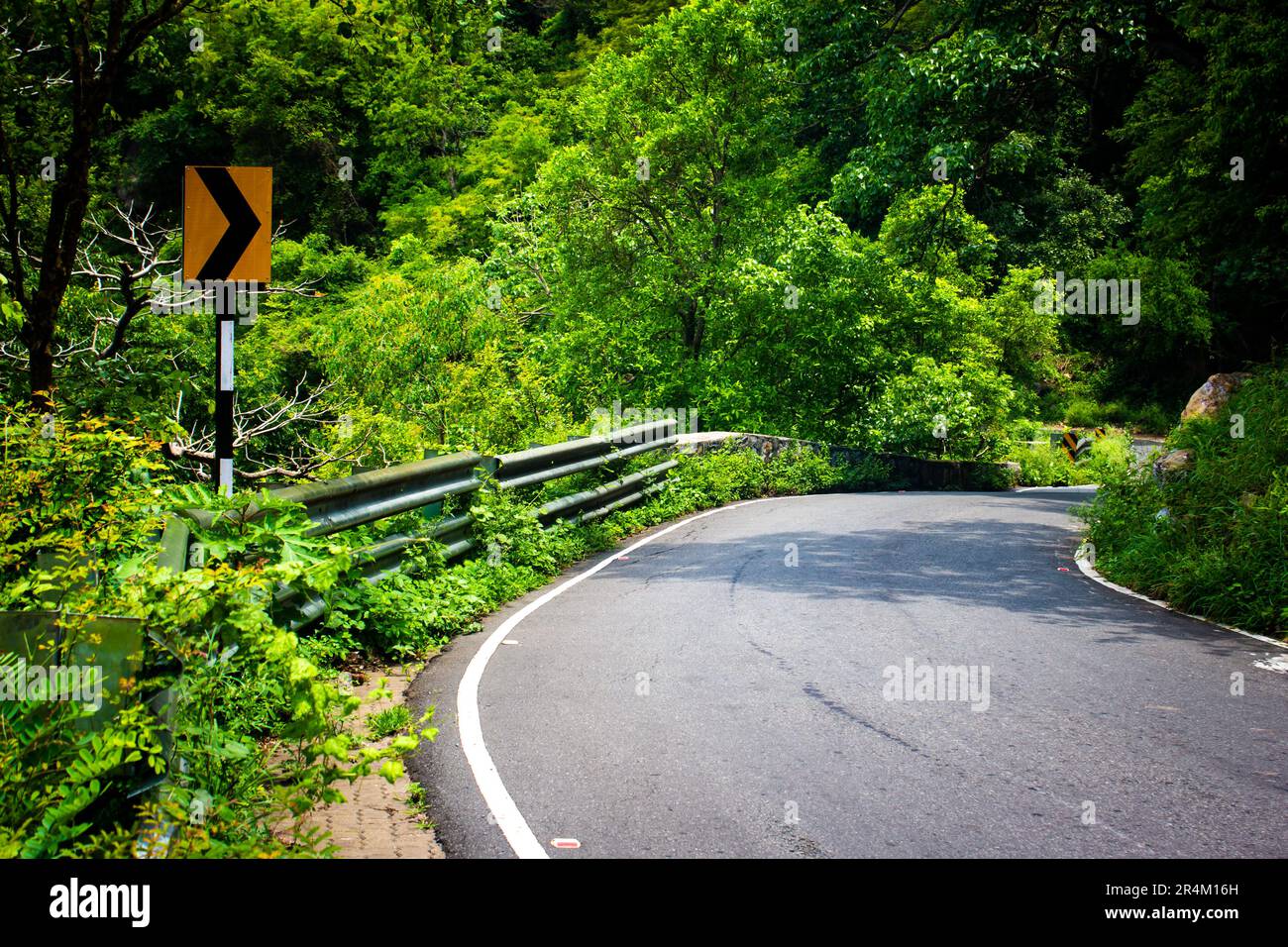 View of curvy Ghat road along the mountain range of Eastern Ghats ...