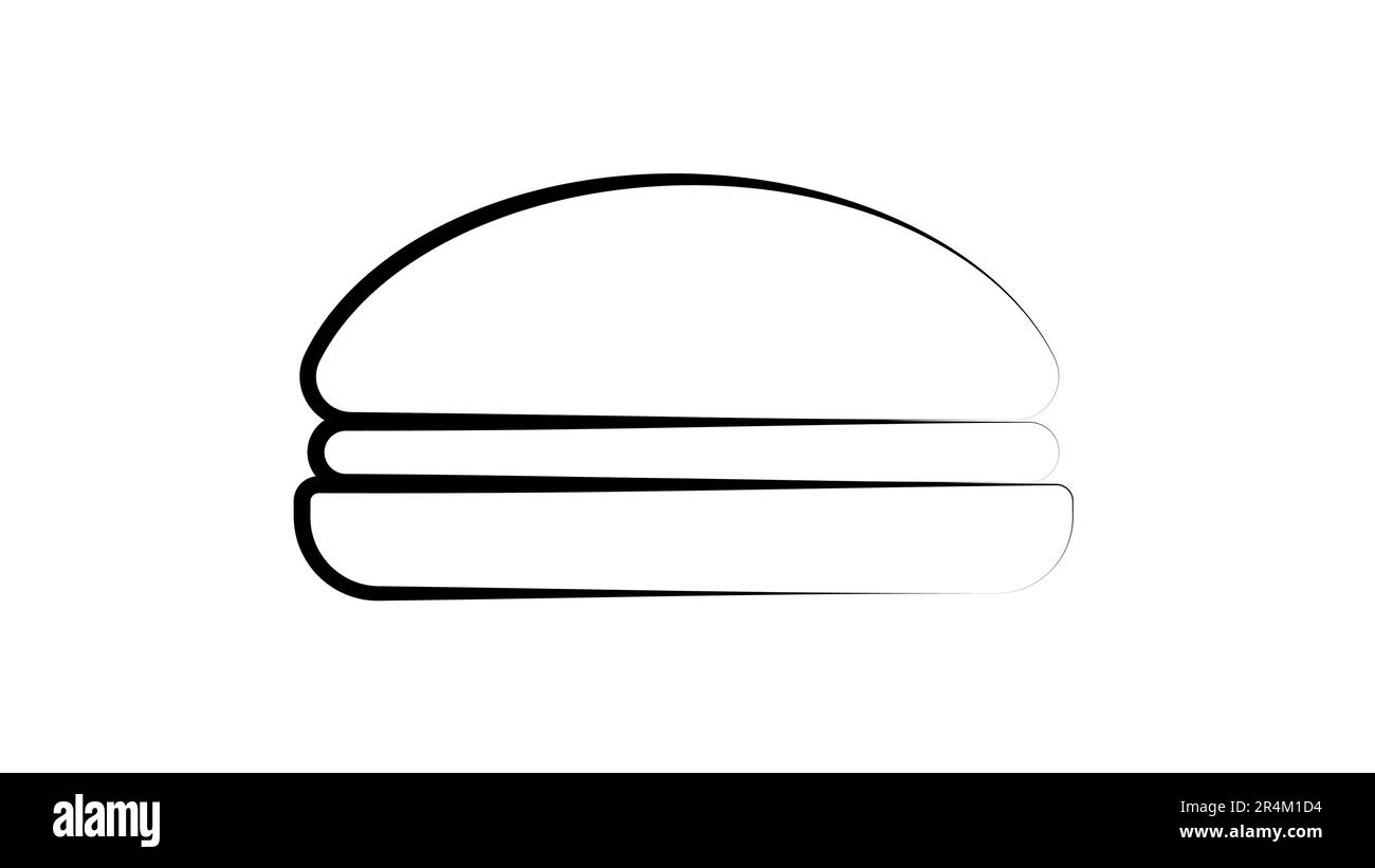 outline of a burger on a white background, black outline, vector ...