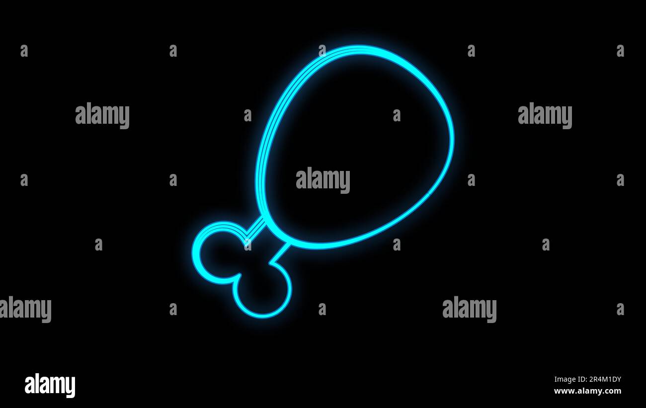 Vector neon chicken leg icon. Line street fast food symbol illustration ...