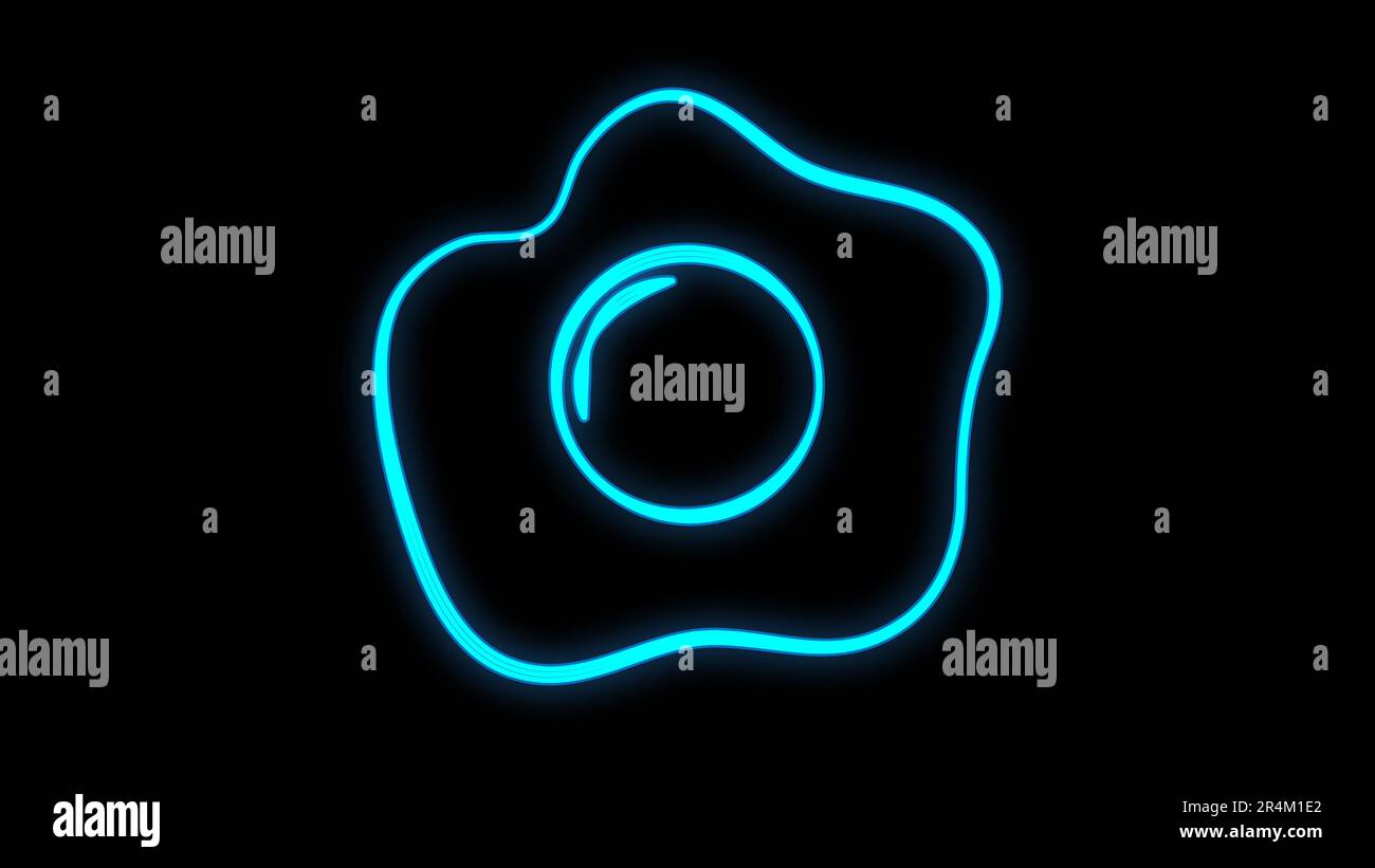 Omelet sign. Flat designed style icon. Neon icon in the dark. Blurred ...