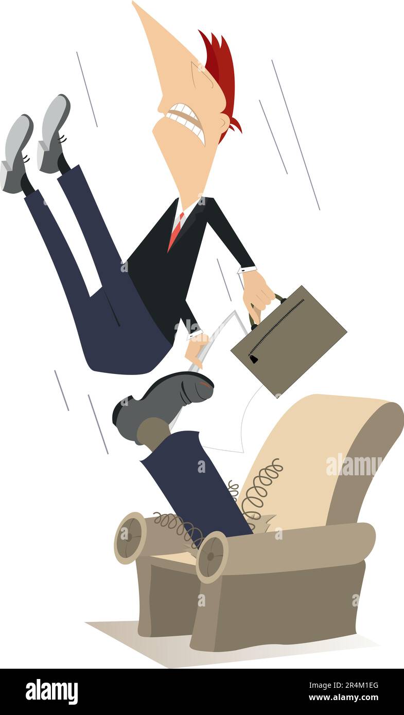 Out of job. Business concept illustration. Cartoon young man has been ...