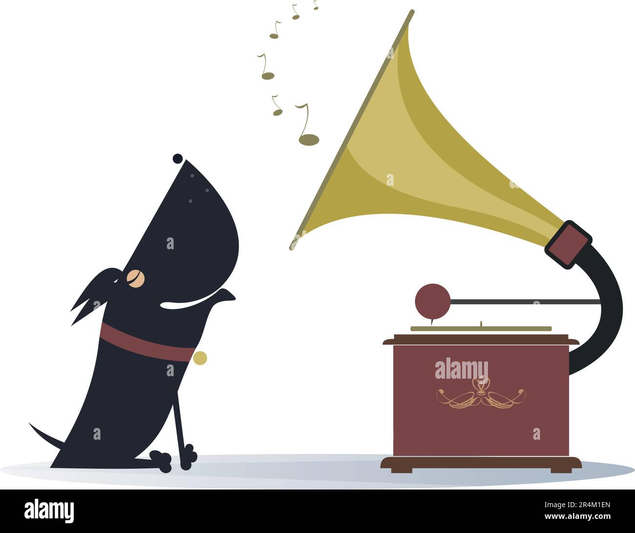 Dog listening to gramophone Stock Vector Images - Alamy