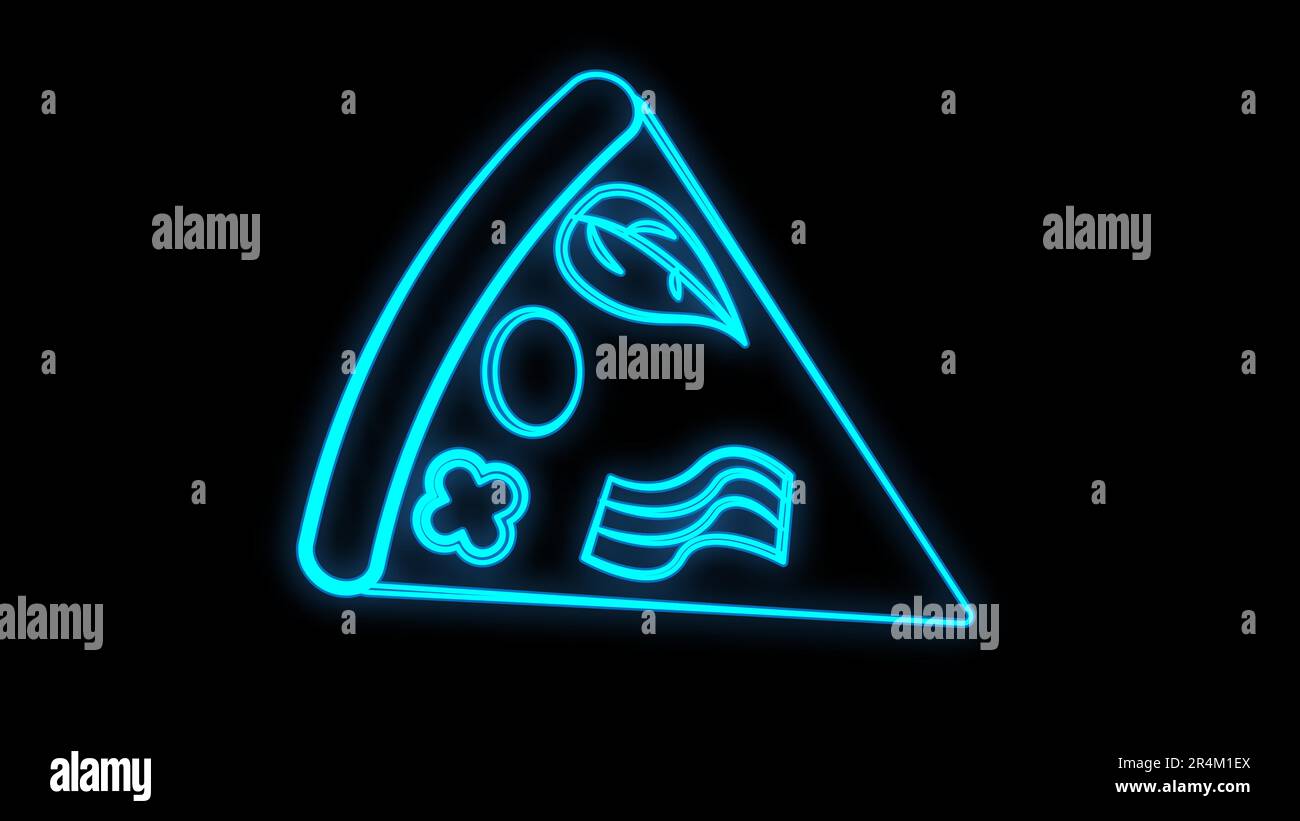 Vector neon pizza slice icon. Line street food sign illustration ...