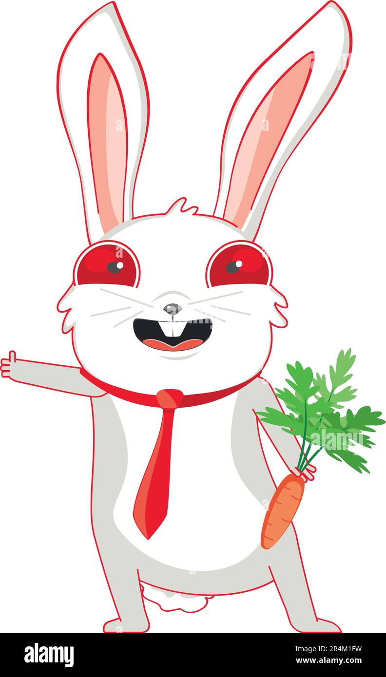 Cute cartoon white rabbit and carrot illustration Stock Vector Image ...