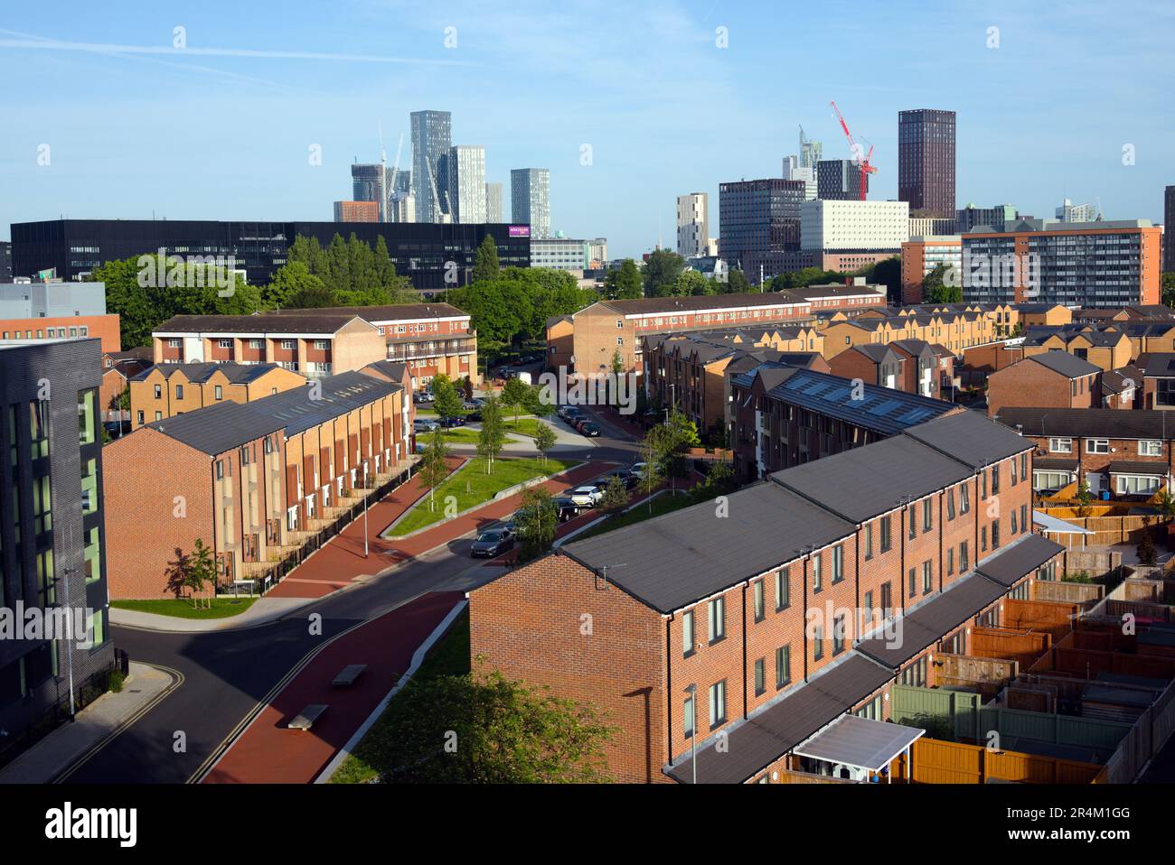 Tower blocks and town houses in the Brunswick area of the city in the ...