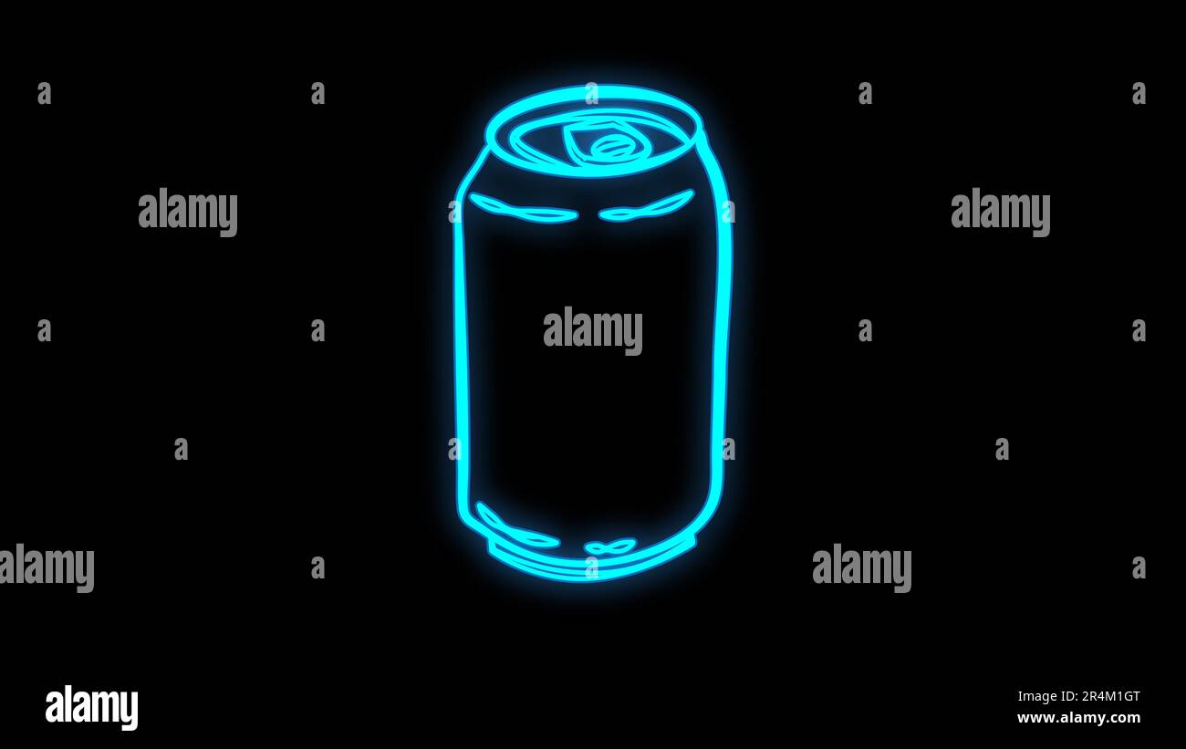 Glowing neon beer can icon. Led luminous sign for signboard or night ...