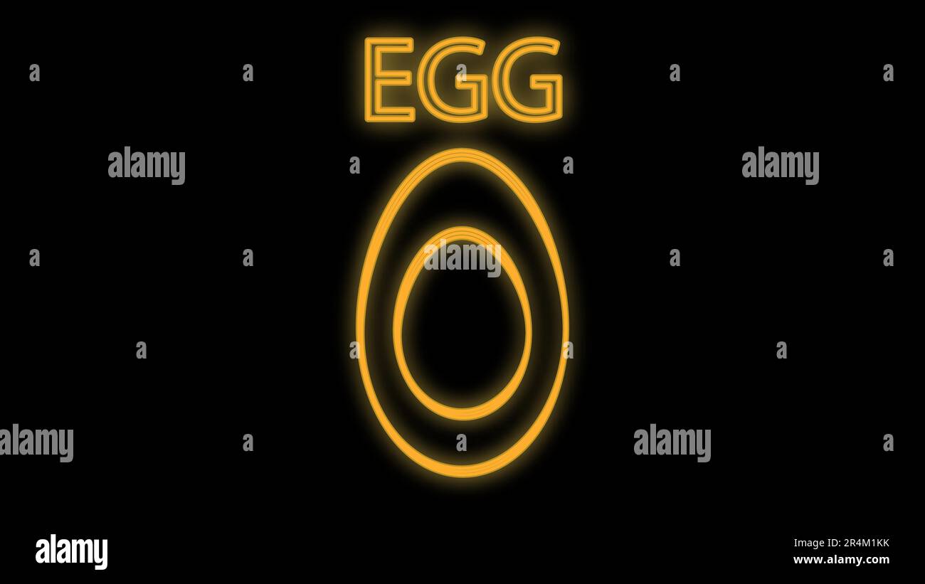 boiled egg on a black background, vector illustration, neon. egg with ...