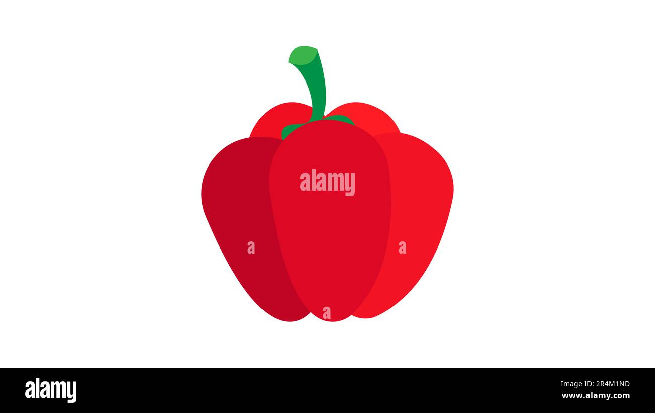 Vegetables. Red bell pepper, whole fruit and half. Vector illustration ...