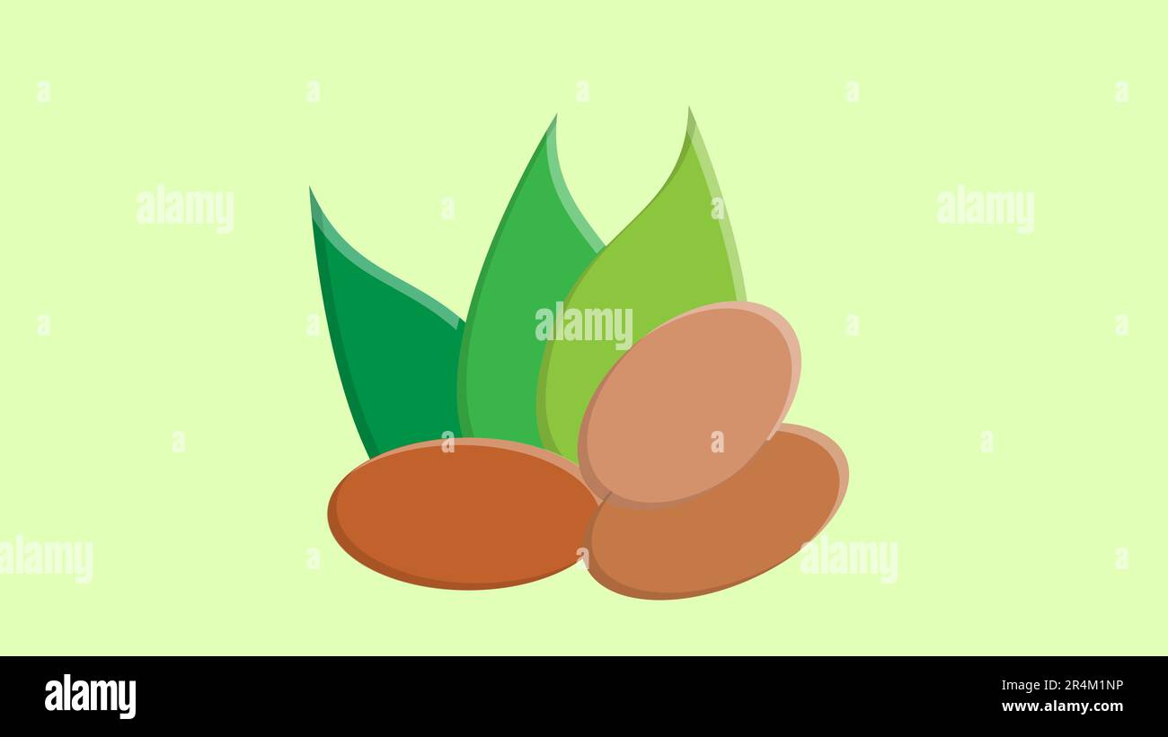 nuts on a green background, vector illustration. nuts lie on the ground ...