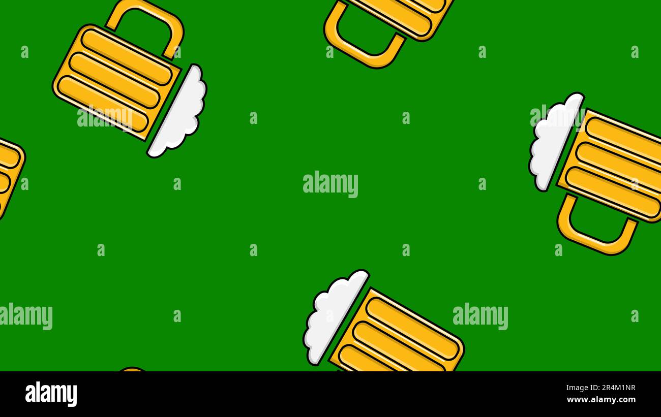 Seamless pattern of yellow repeating alcoholic beer glasses glass with ...