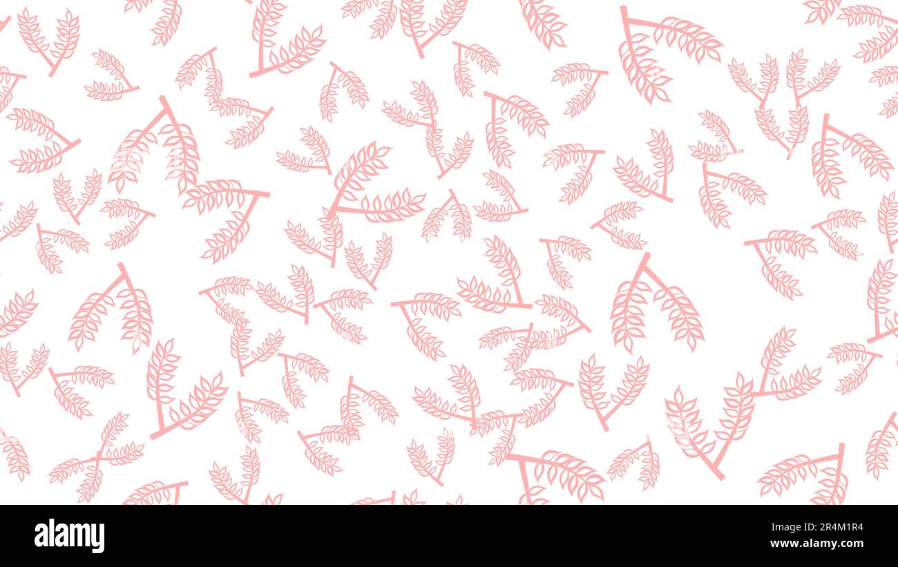 Texture seamless pattern of pink plant branches with leaves and stems ...