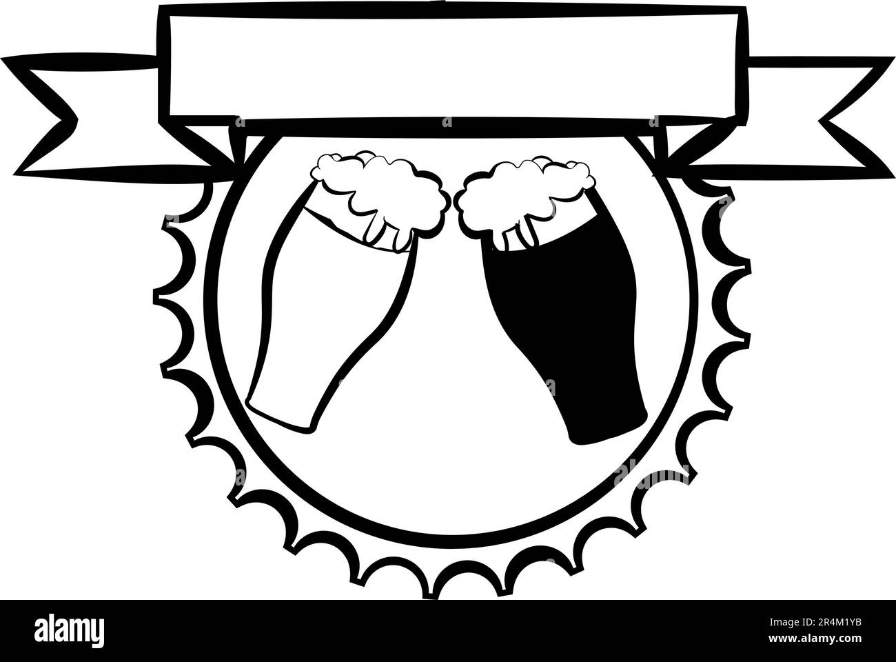 Label For Beer Design For Paving The Bar Two Beer Glasses With Light And Dark Beer Surrounded