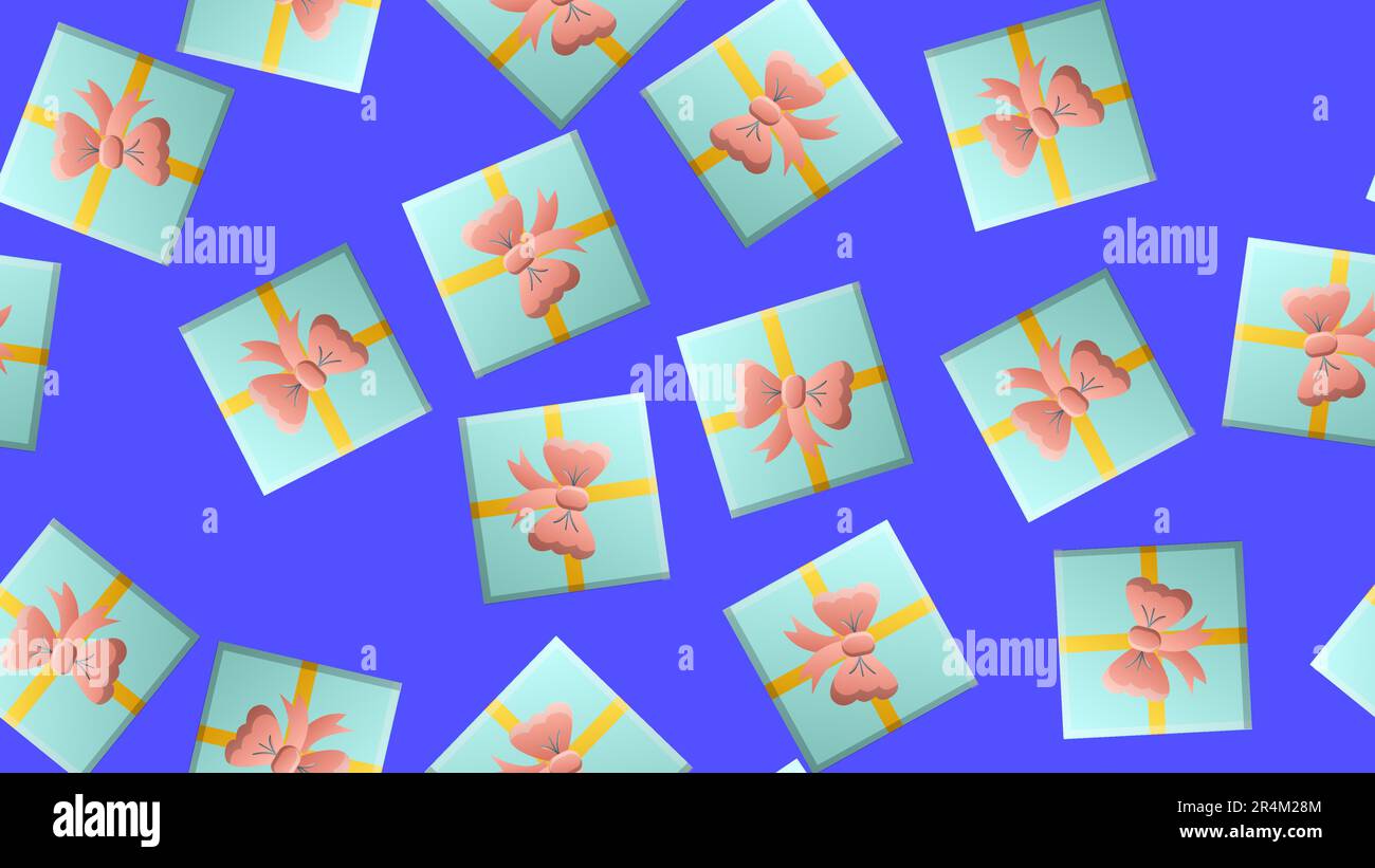 Endless seamless pattern of beautiful festive love joyful gift boxes on ...