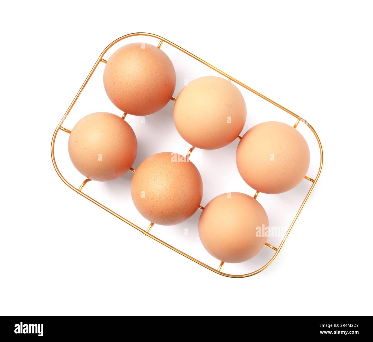 Metal egg tray on white background, top view Stock Photo - Alamy